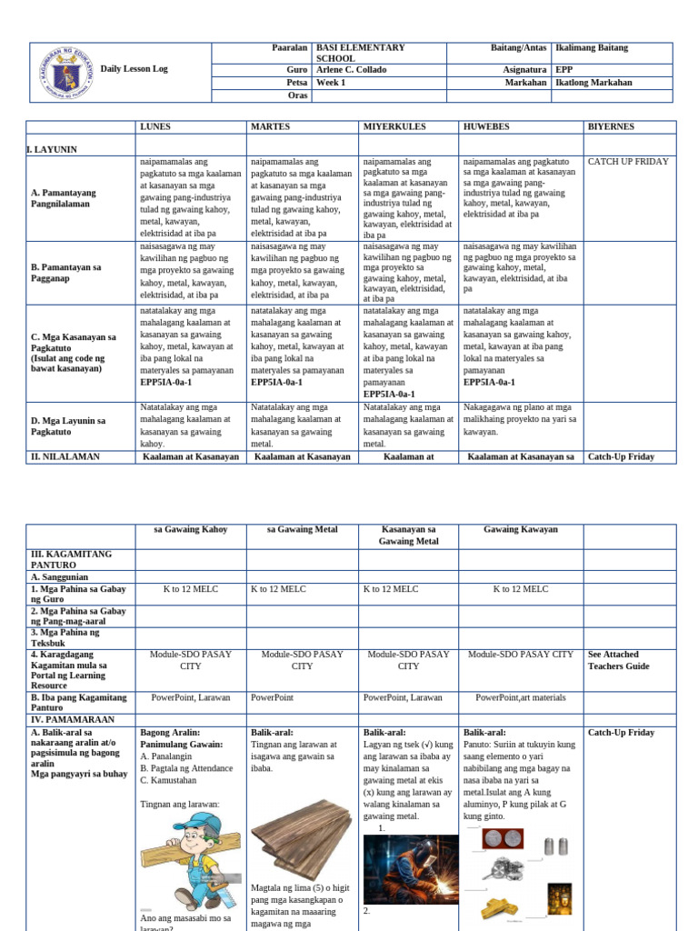 DLL Week 1-Q4 Epp 5 | PDF