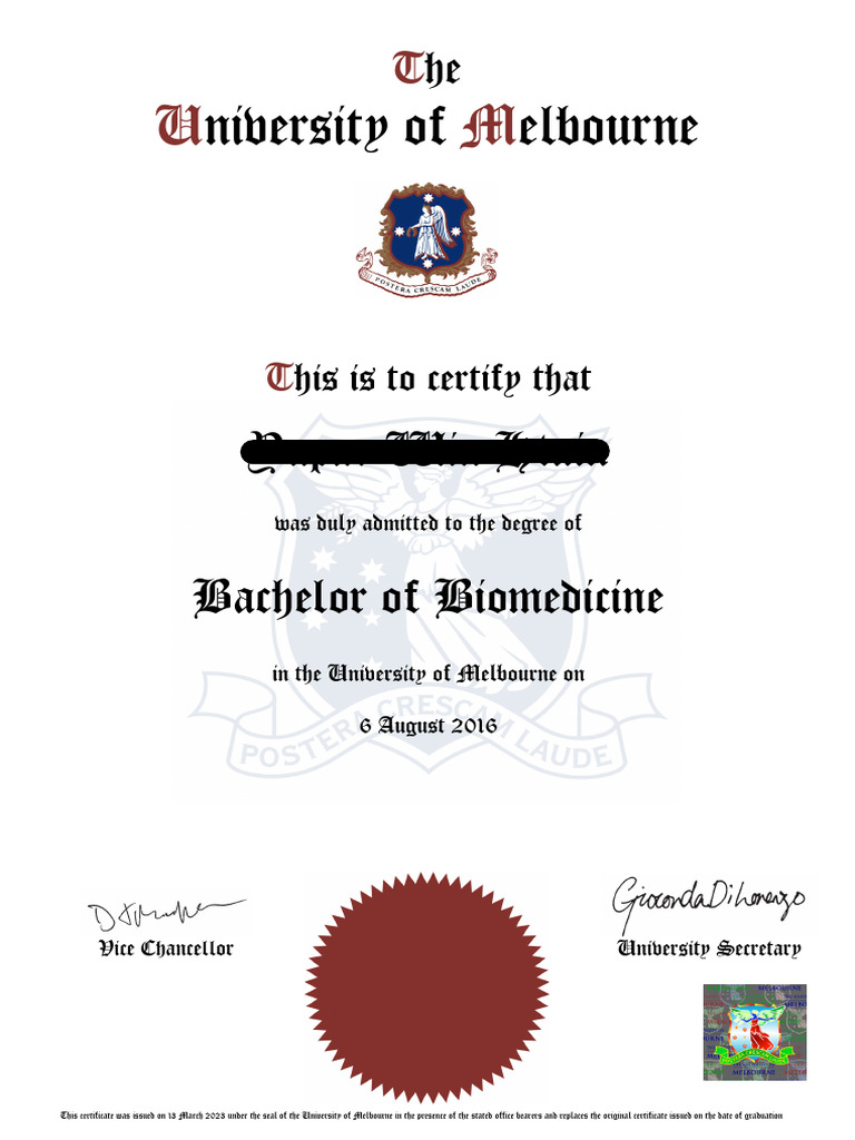 Bach Mast PHD Testamur Sample 1 | PDF