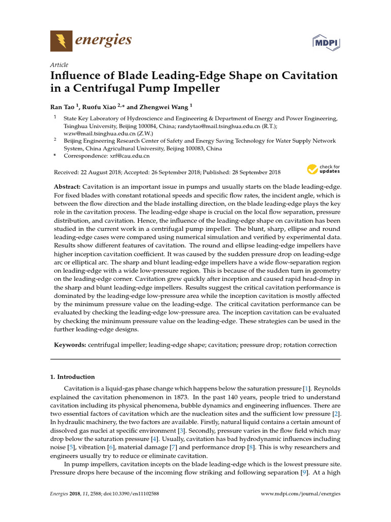 Influence of Blade Leading-Edge Shape On Cavitatio | PDF | Pump | Fluid ...