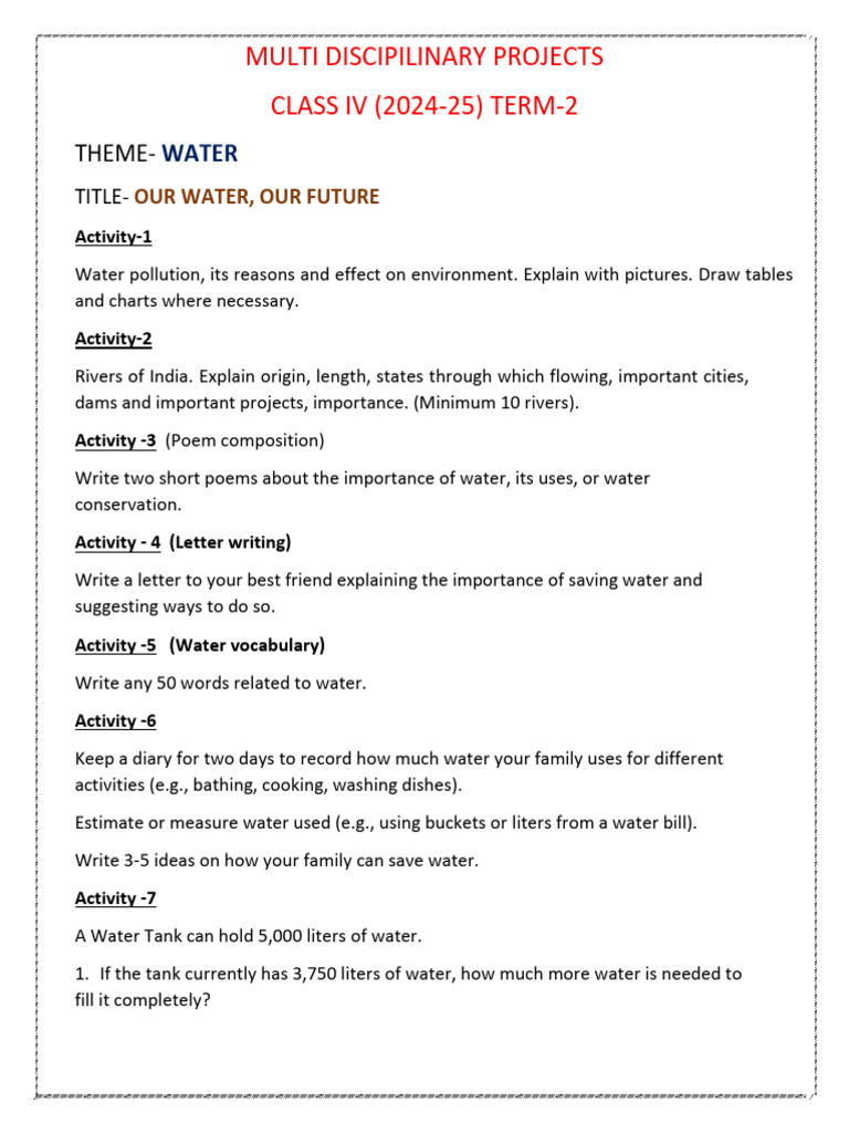 Multi Discipilinary Projects Class IV | PDF