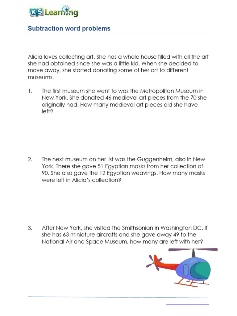Addition & Subtraction Word Problems For Grade 3 | PDF