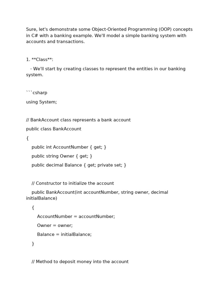 OOPS Example With Banking Details | PDF | Method (Computer Programming ...