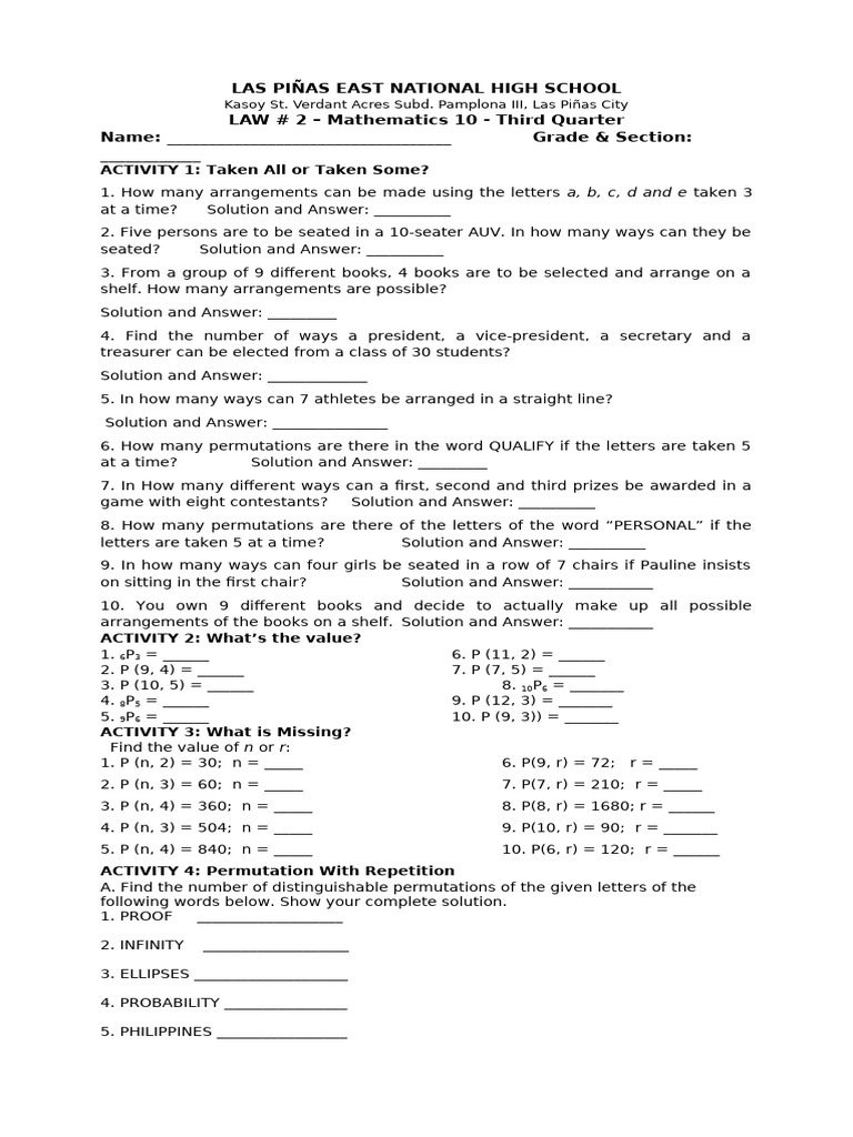LAW-2-MATH10-3rd-qtr 3 | PDF