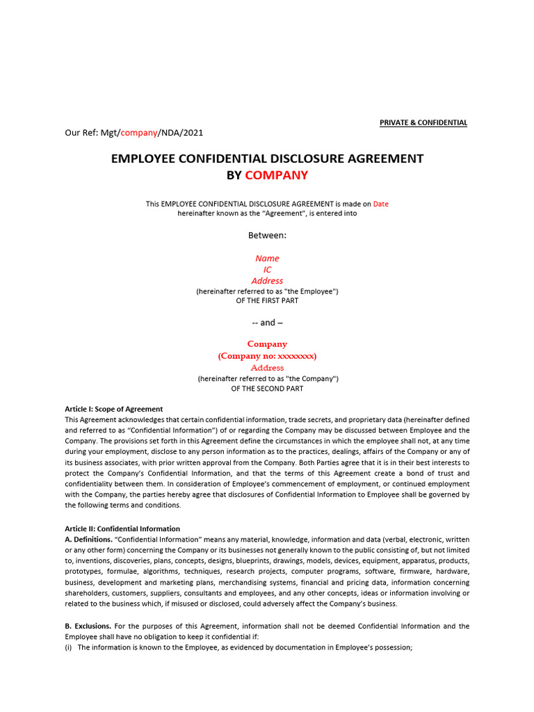 NDA | PDF | Non Disclosure Agreement | Trade Secret