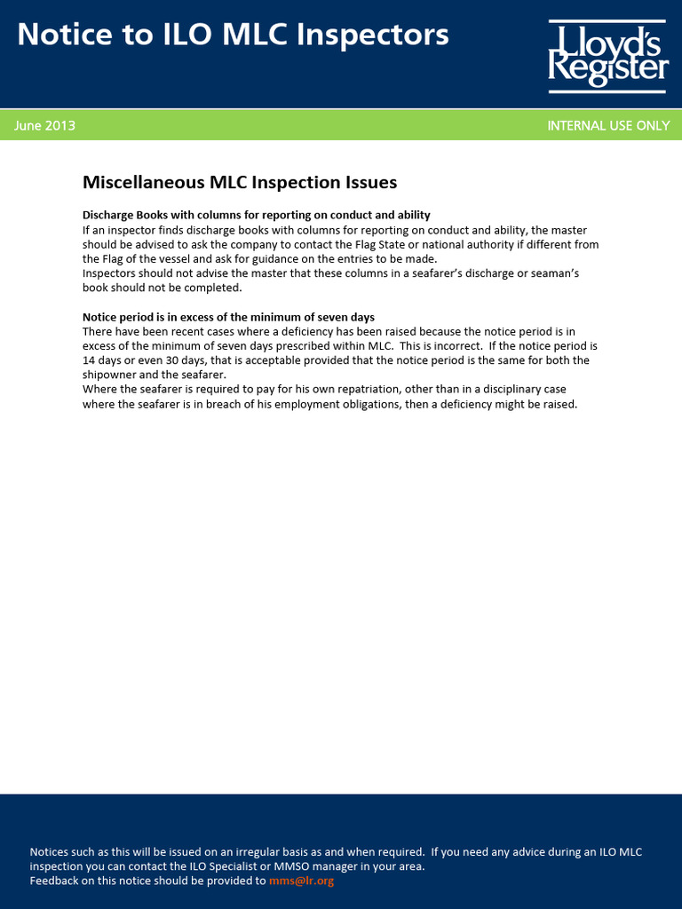 05 - Miscellaneous MLC Inspection Issues | PDF