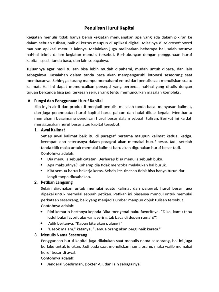 Materi Penulisan Huruf Kapital | PDF