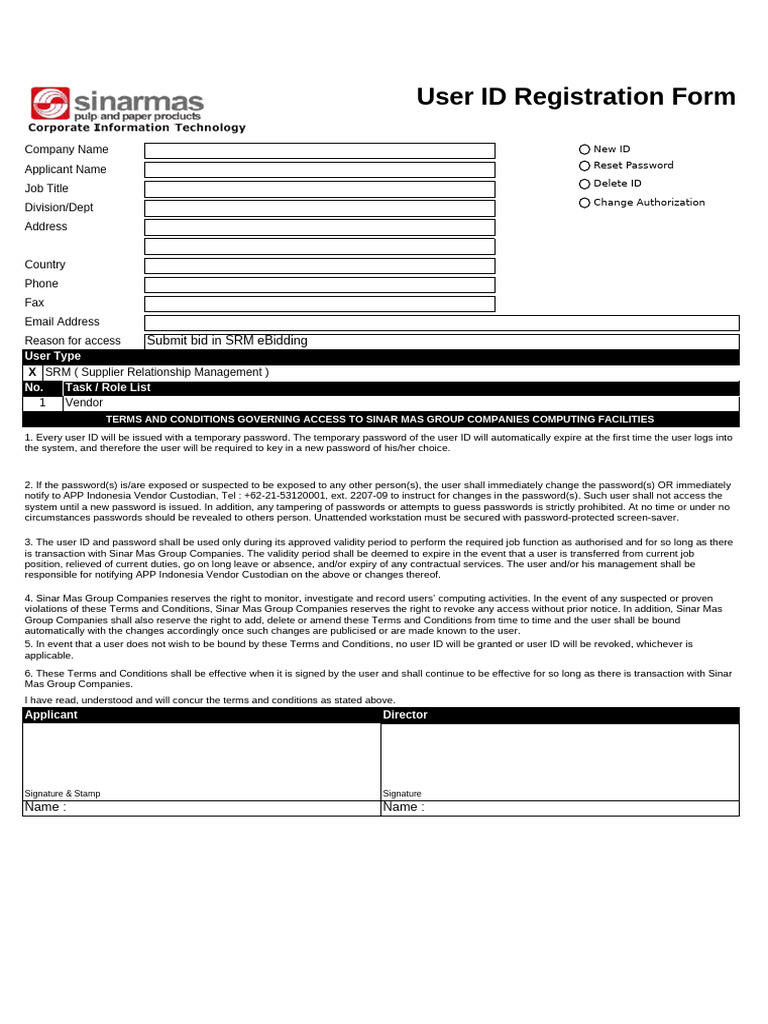 Vendor Access Request Form | PDF | Password | Computer Security
