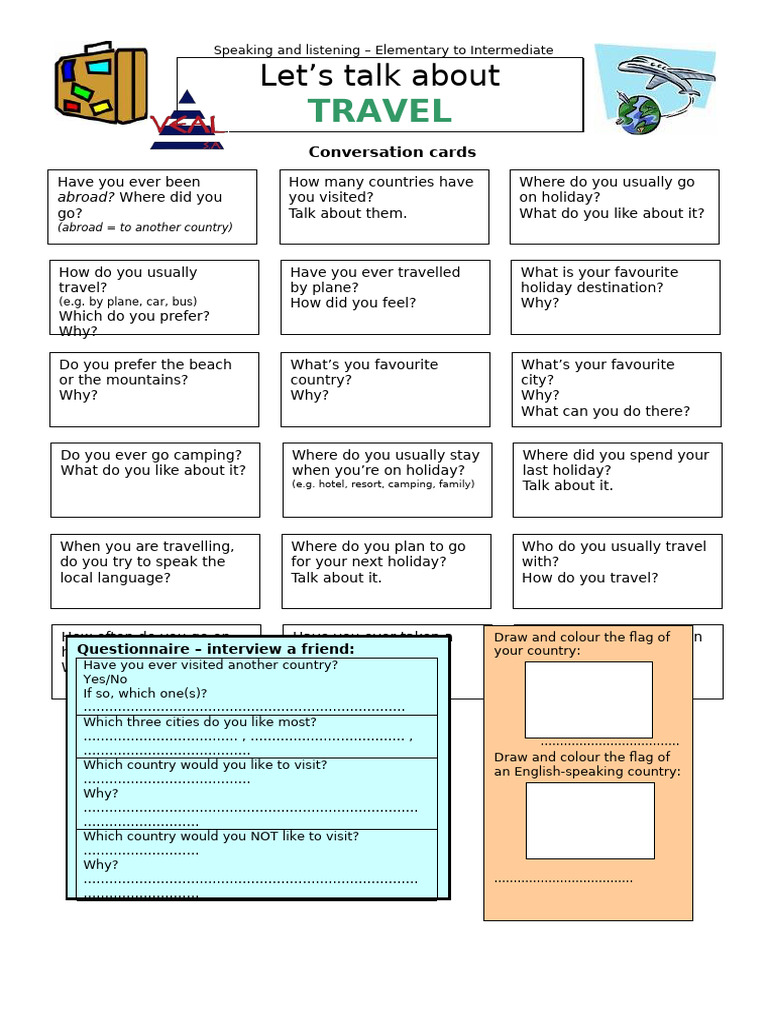 Lets Talk About Travel Fun Activities Games - 4453 | PDF | Hospitality ...