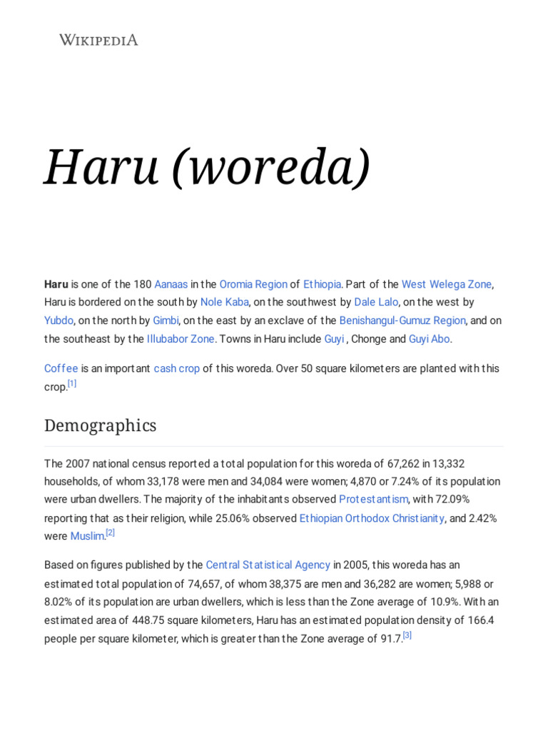 Haru Woreda: Demographics & Coffee | PDF | Ethiopia