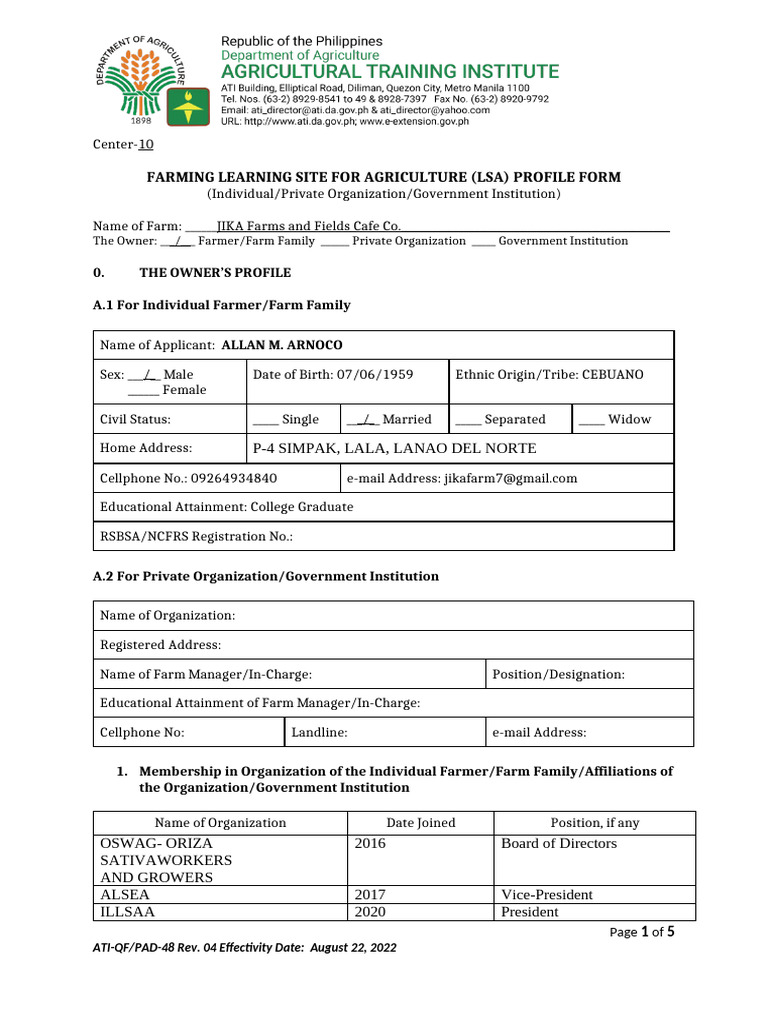 Ati-Qf-Pad-48 Rev.04 Effectivity Date August 2, 2022 Farming Learning ...