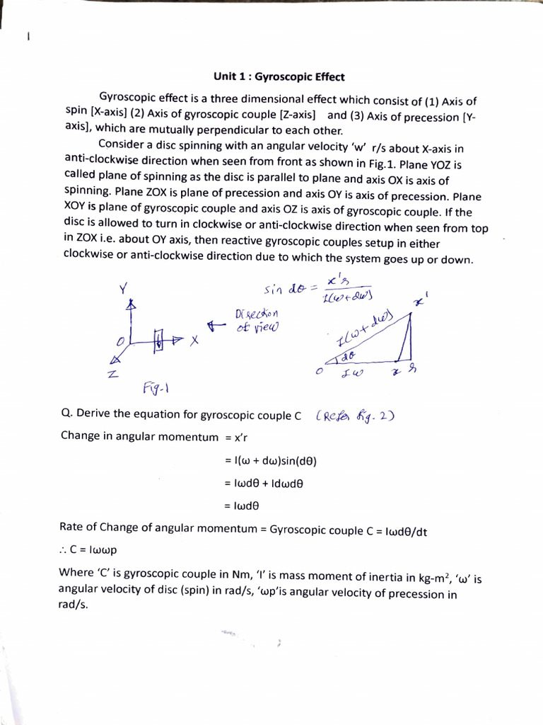 Unit 1 Gyroscopic Effect | PDF | Rotation | Gyroscope
