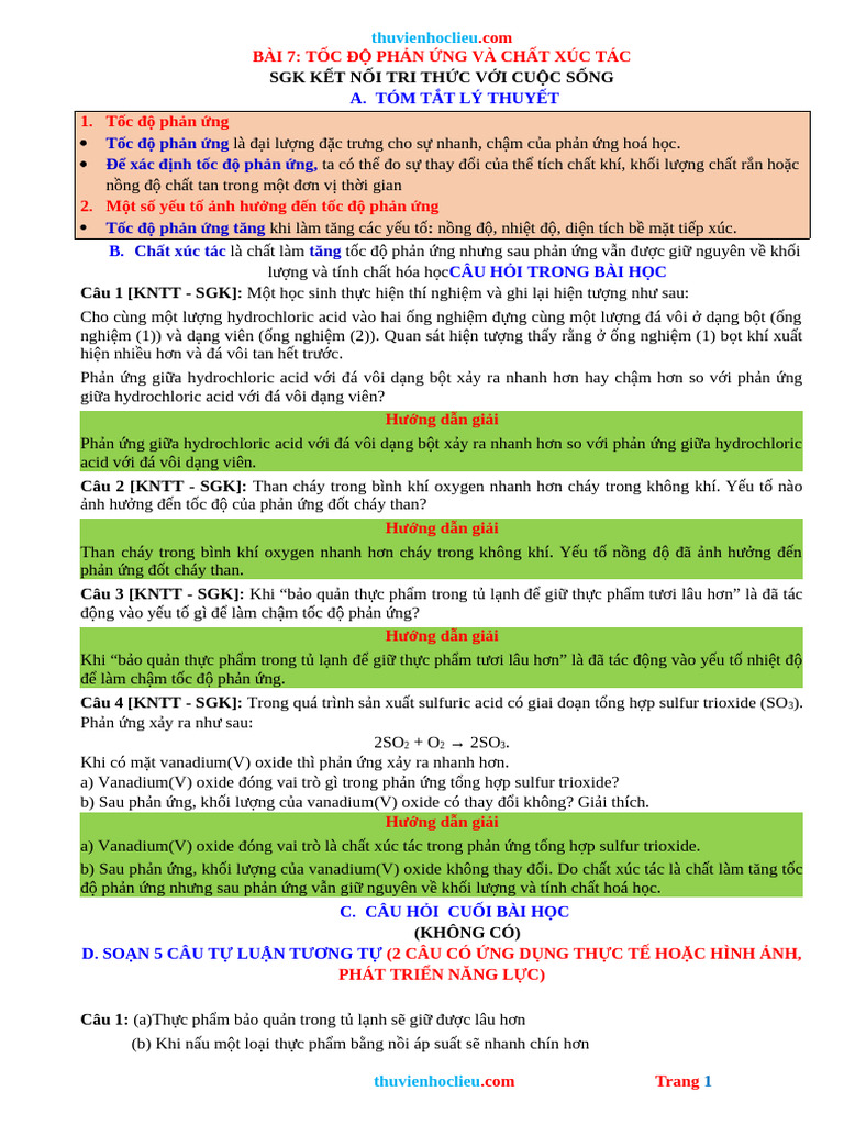 Thuvienhoclieu.com Chuyen de KHTN 8 Ket Noi Bai 7 | PDF