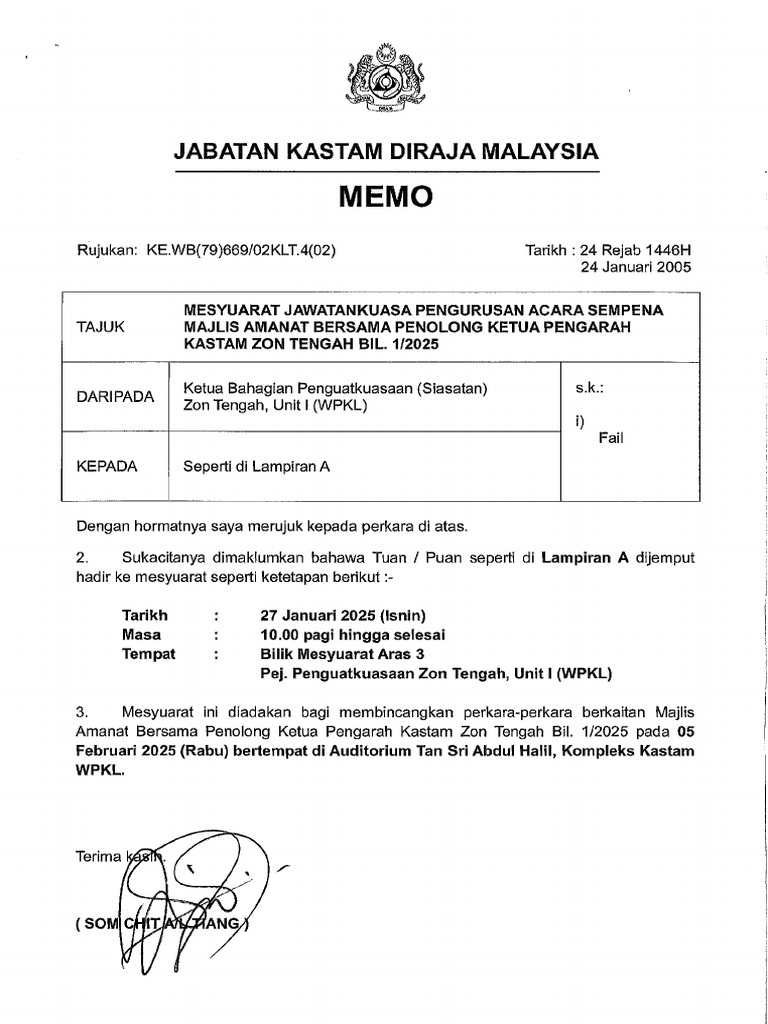 Memo Mesy Ajk Pengurusan Acara | PDF