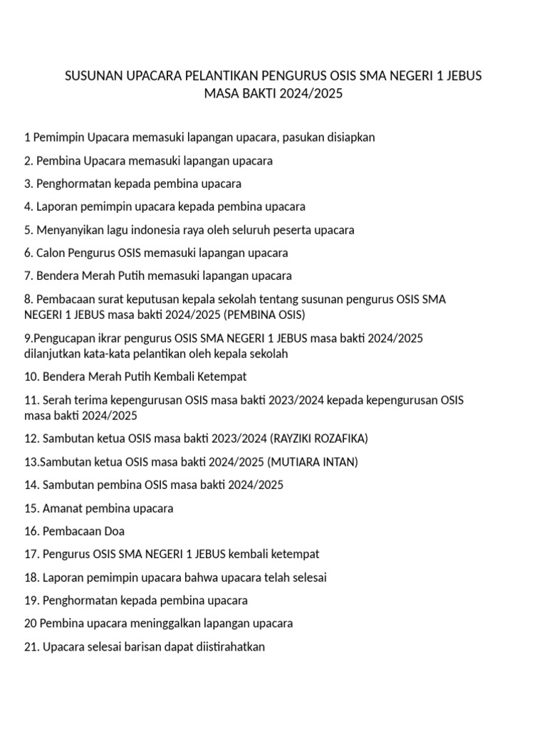 Pelantikan Pengurus OSIS Baru | PDF