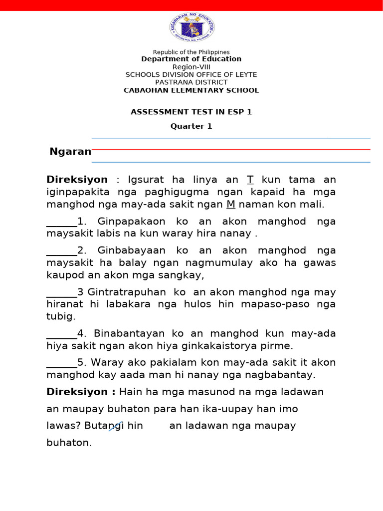 Assessment in ESP 1 | PDF