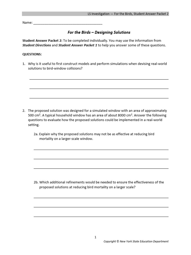 LS Student Answer Packet 2 - Birds | PDF | Ecology | Natural Environment