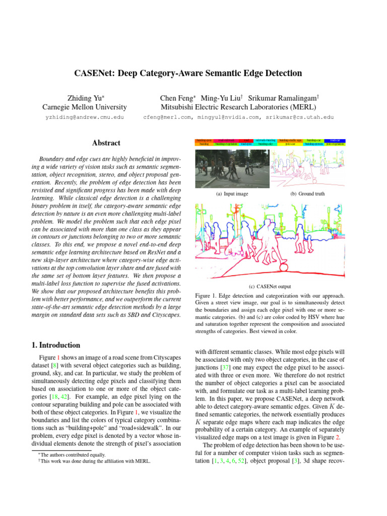 1 CASENet: Deep Category-Aware Semantic Edge Detection | PDF | Image ...