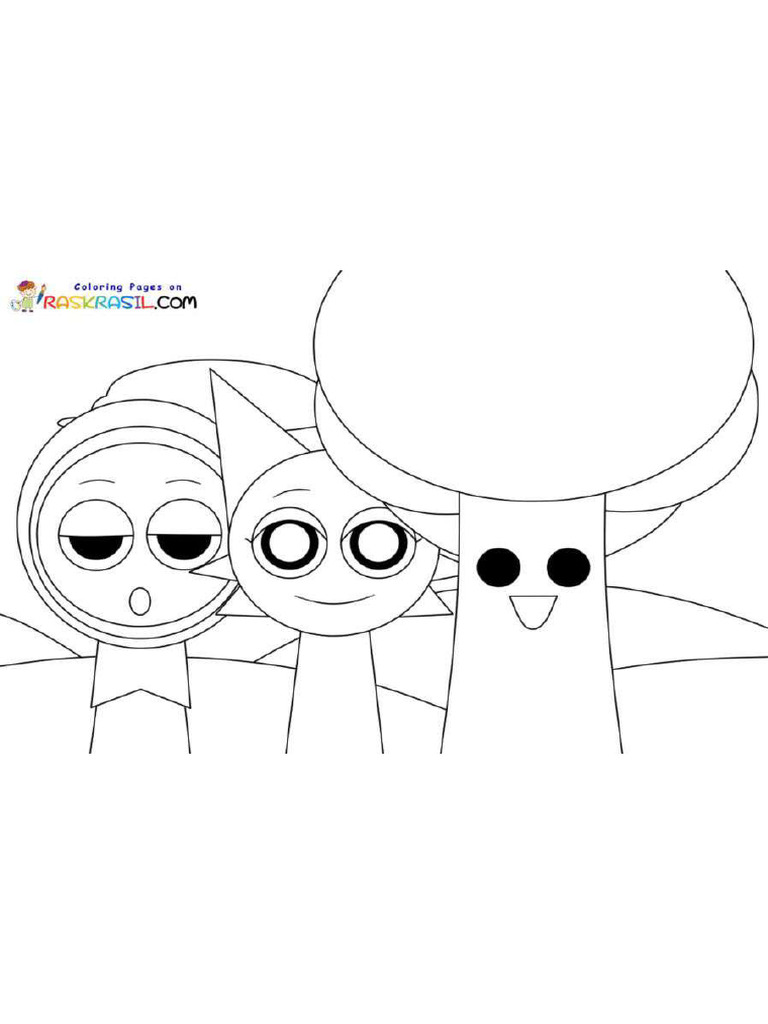 Sprunki Coloring Pages Jevin Wenda and MR Tree 900x600 | PDF