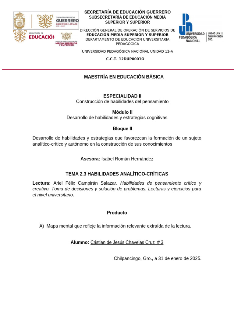 CCC - B2 - Tema - 2.3 - Mapa Mental y Planificacion | PDF | Pensamiento | Pensamiento crítico