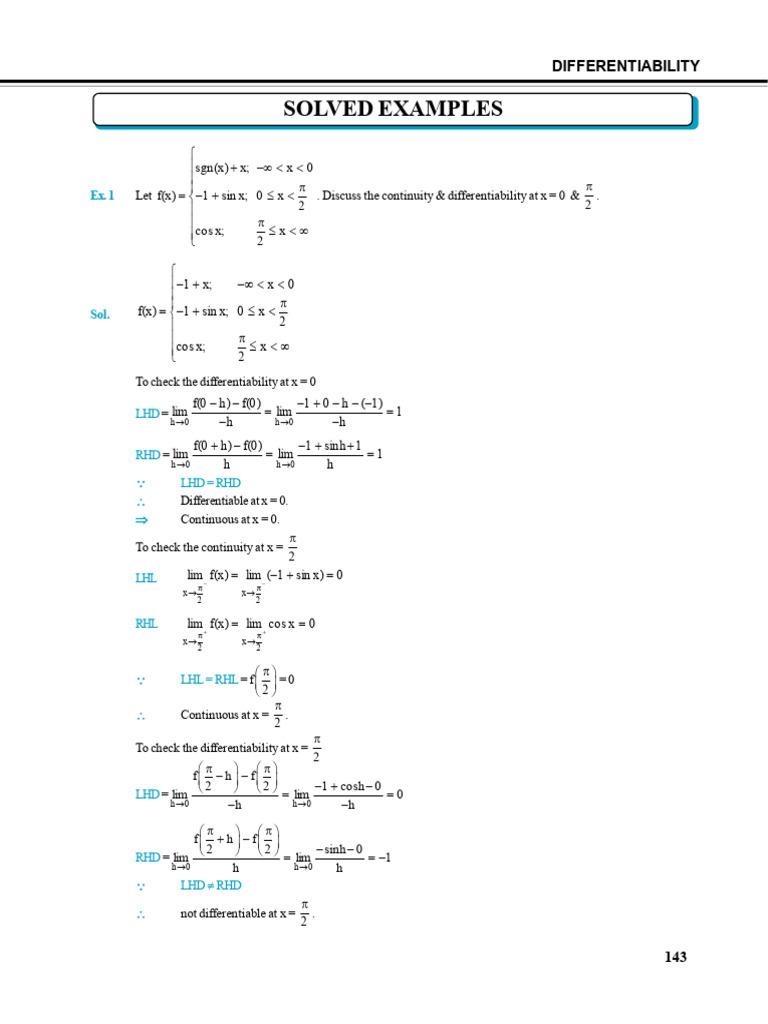 Differentiability and Continuity Analysis | PDF | Function (Mathematics ...