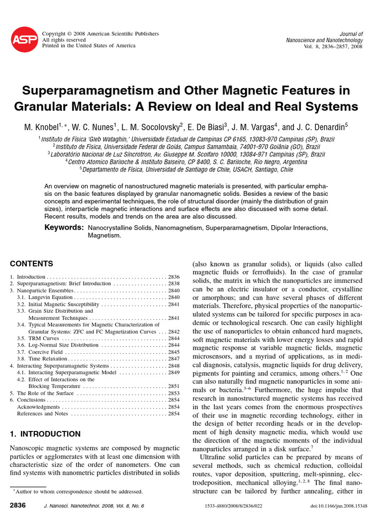 Superparamagnetism and Other Magnetic Features__knobel2008 | PDF ...