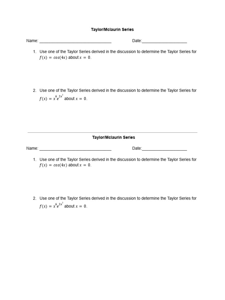 Taylor and Maclaurin Series Examples | PDF