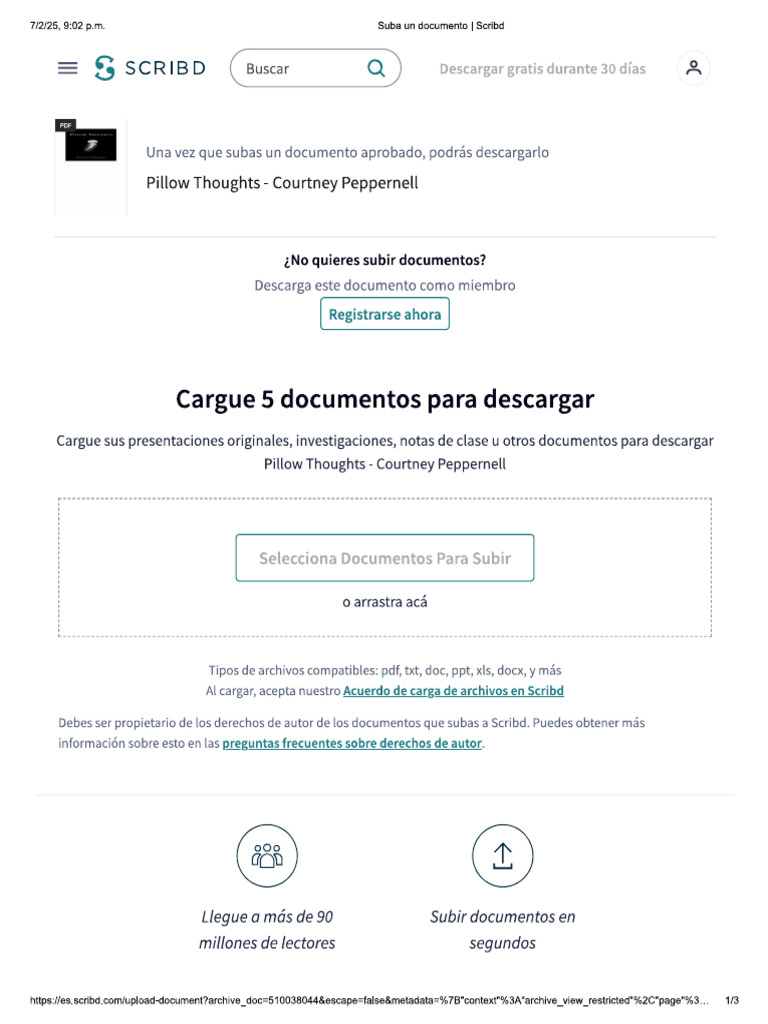 1 Cargar Documentos para Descarga de Scribd Tutorial | PDF