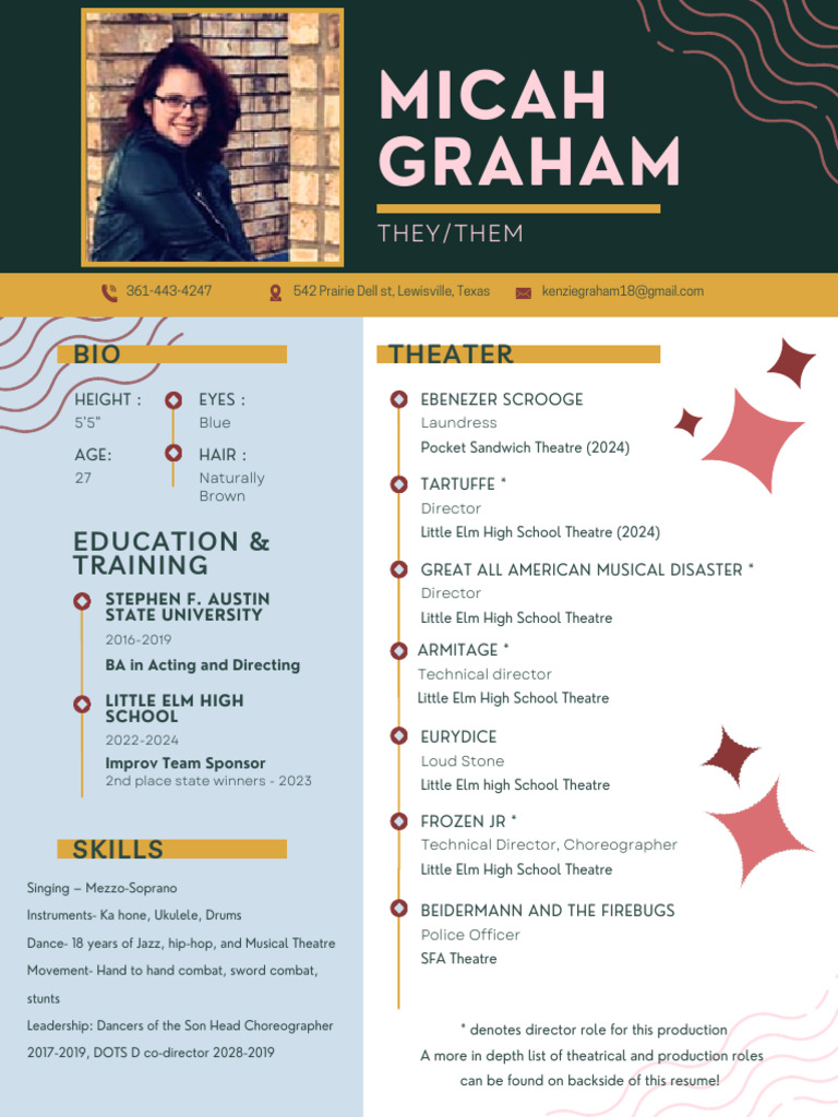 Micah Graham Theatrical Resume | PDF | Performing Arts