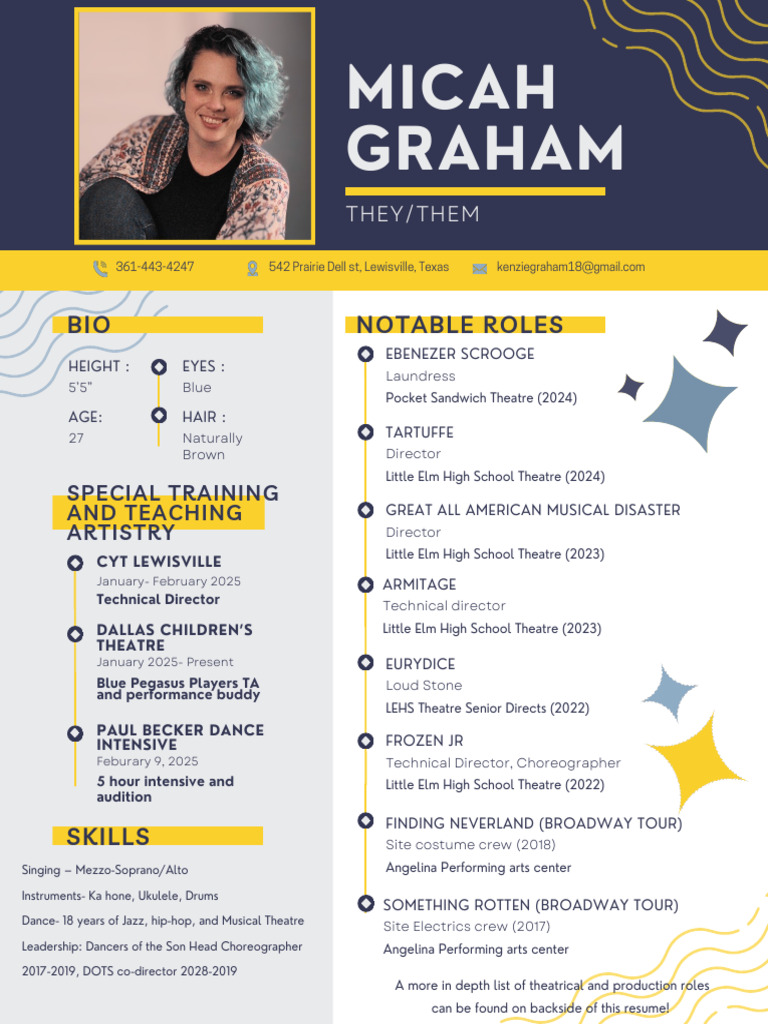 Micah Graham Theatrical Resume | PDF | Performing Arts | Entertainment