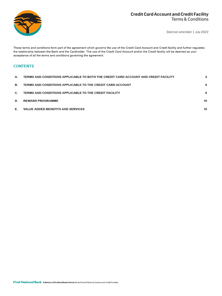 6602 FNB Contactless CT Card Facilities TCs | PDF | Credit Card | Debit ...