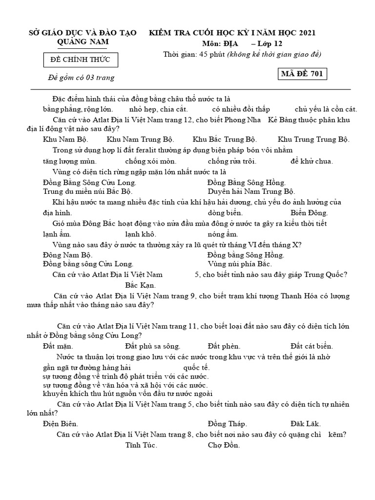 thuvienhoclieu.com-De-KT-Cuoi-Ki-1-Dia-12-So-GD-DT-Quang-Nam-2021-2022 | PDF