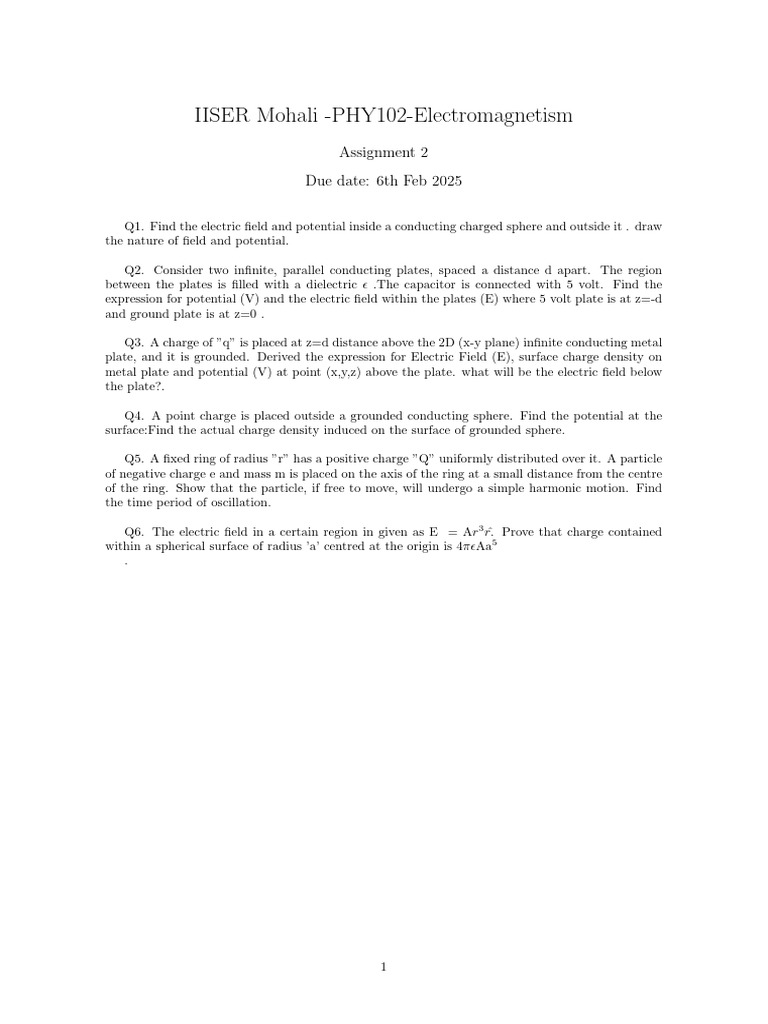 PHY102 Assignment2 | PDF