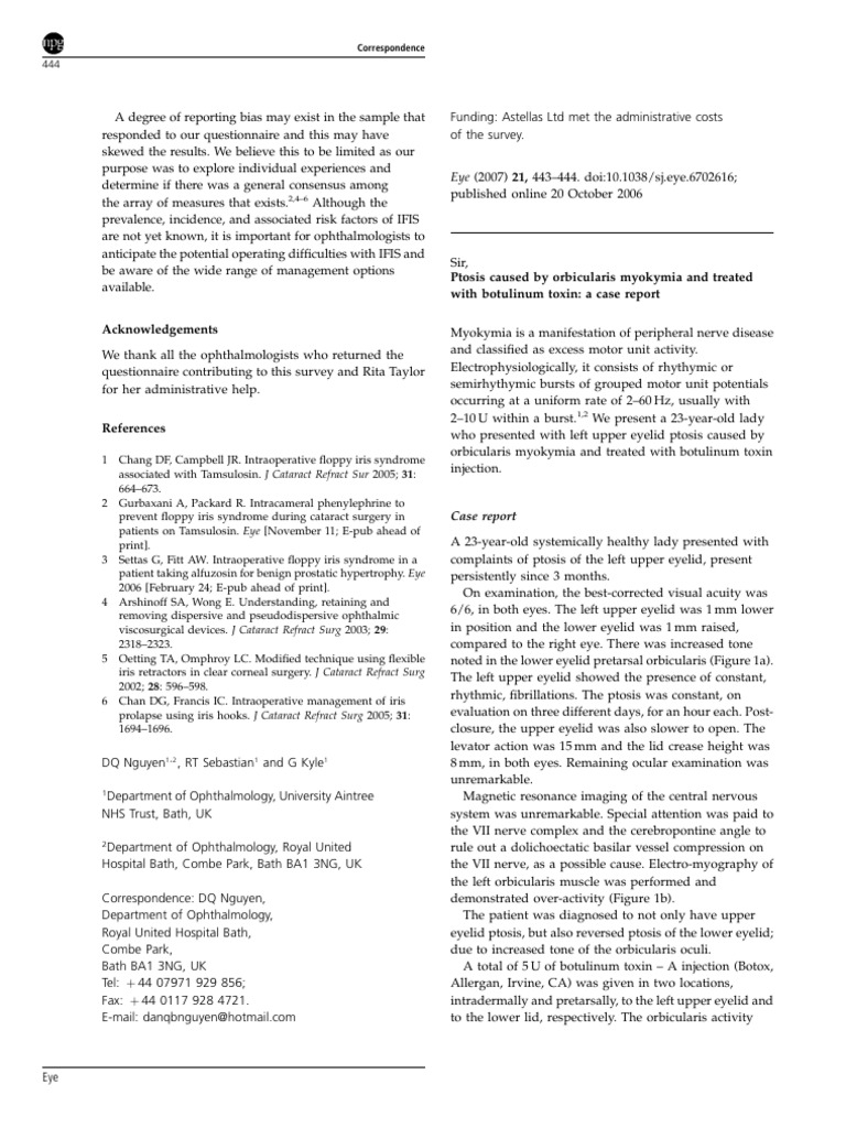 21-Ptosis Caused by Orbicularis Myokymia and Treated With Botulinum ...