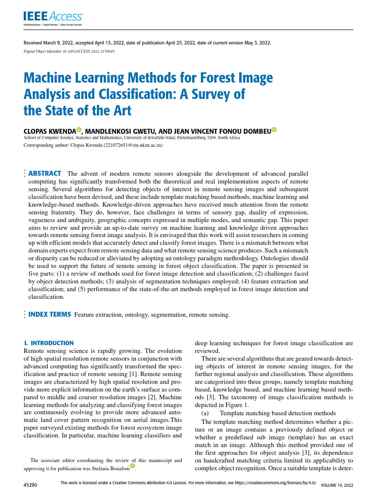 Machine Learning Methods For Forest Image Analysis | PDF | Machine Learning | Image Segmentation