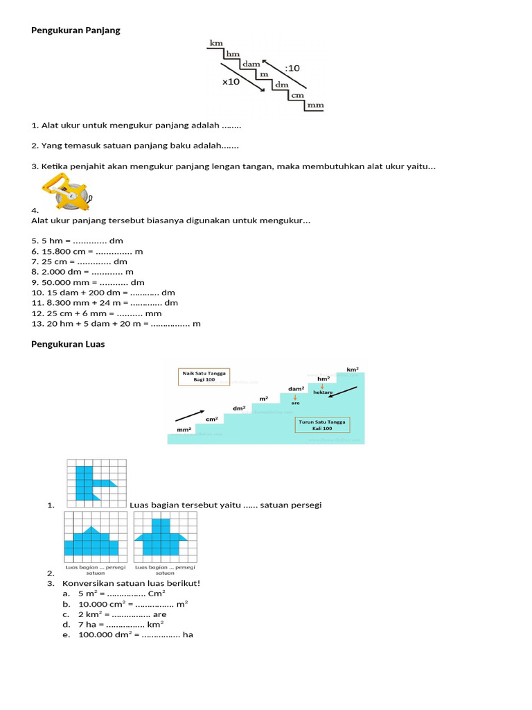 Les Matematika Pengukuran Panjang Dan Luas | PDF