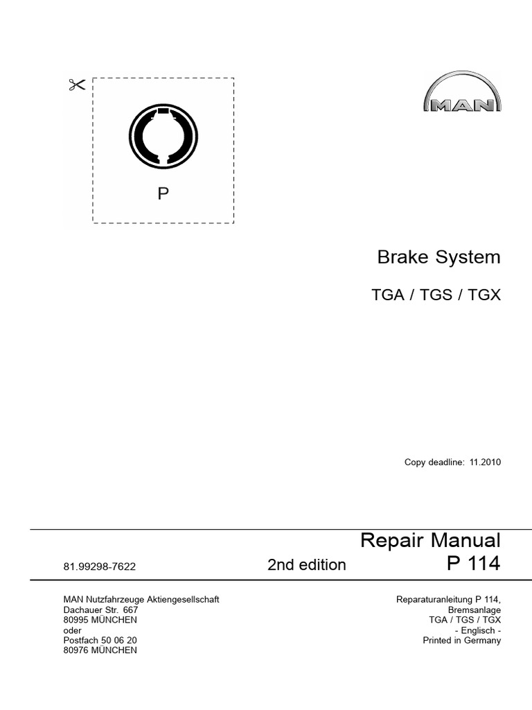 Brake System TGA TGS TGX P114-2 81992987622 - ENG | PDF | Switch | Airbag