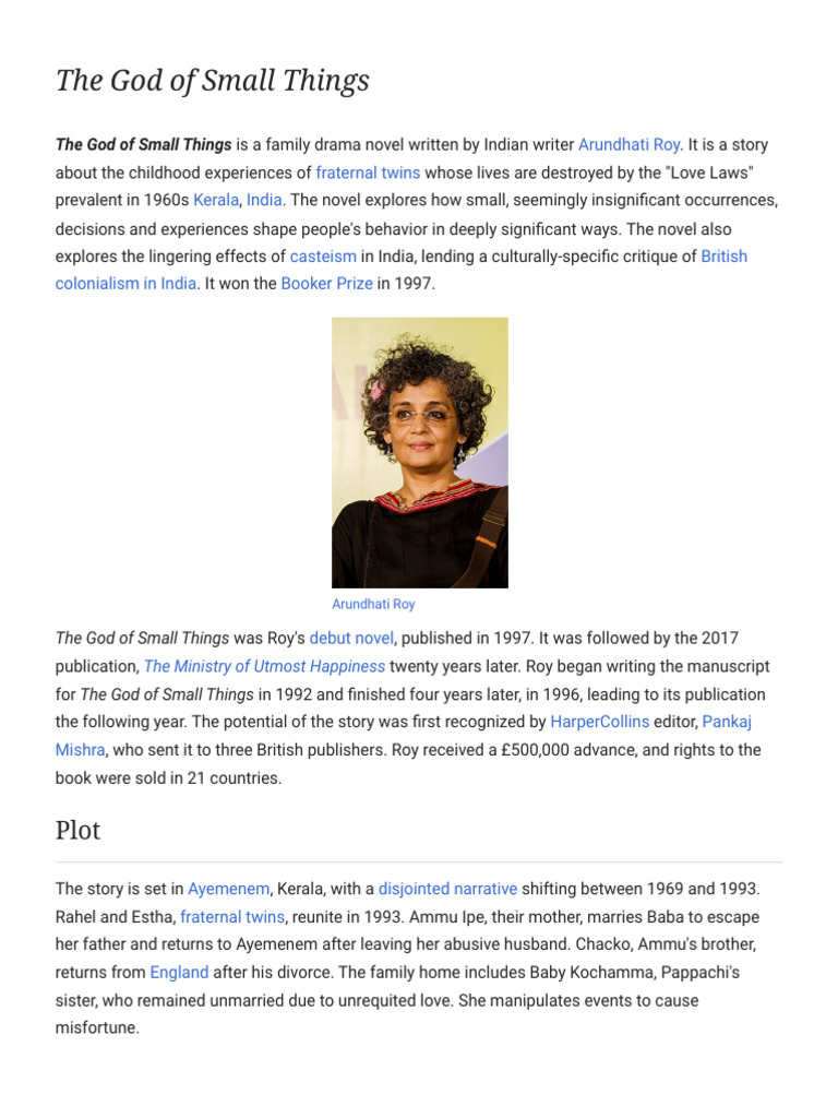 The God of Small Things - Wikipedia | PDF