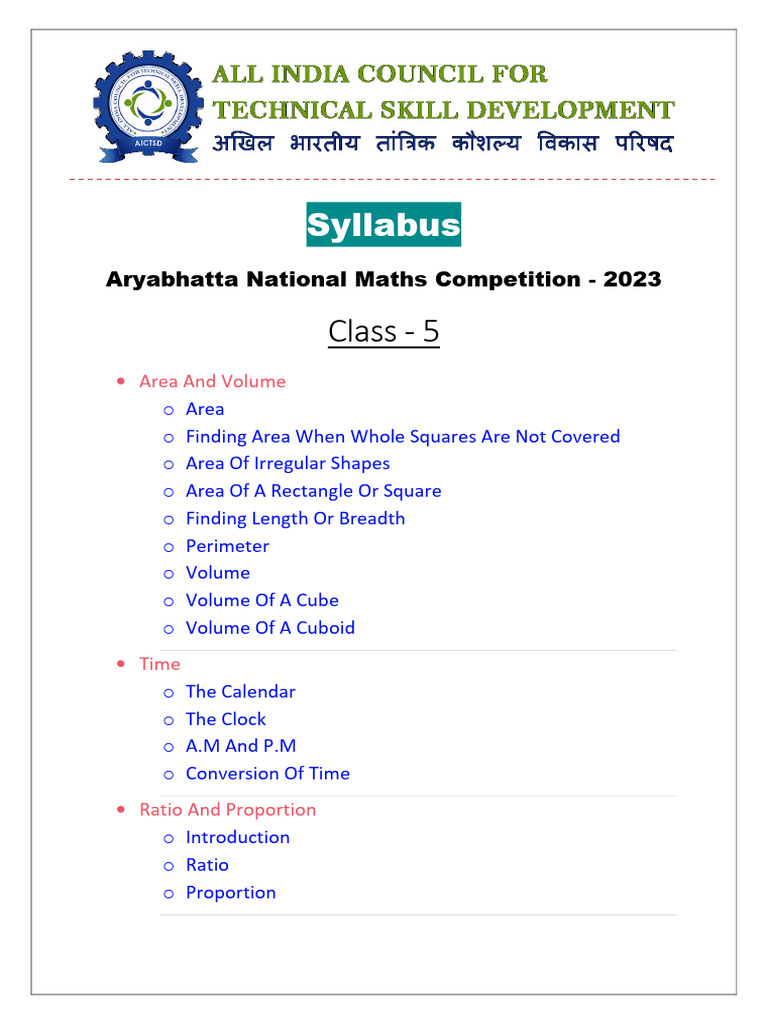 Syllabus_Class-5 | PDF