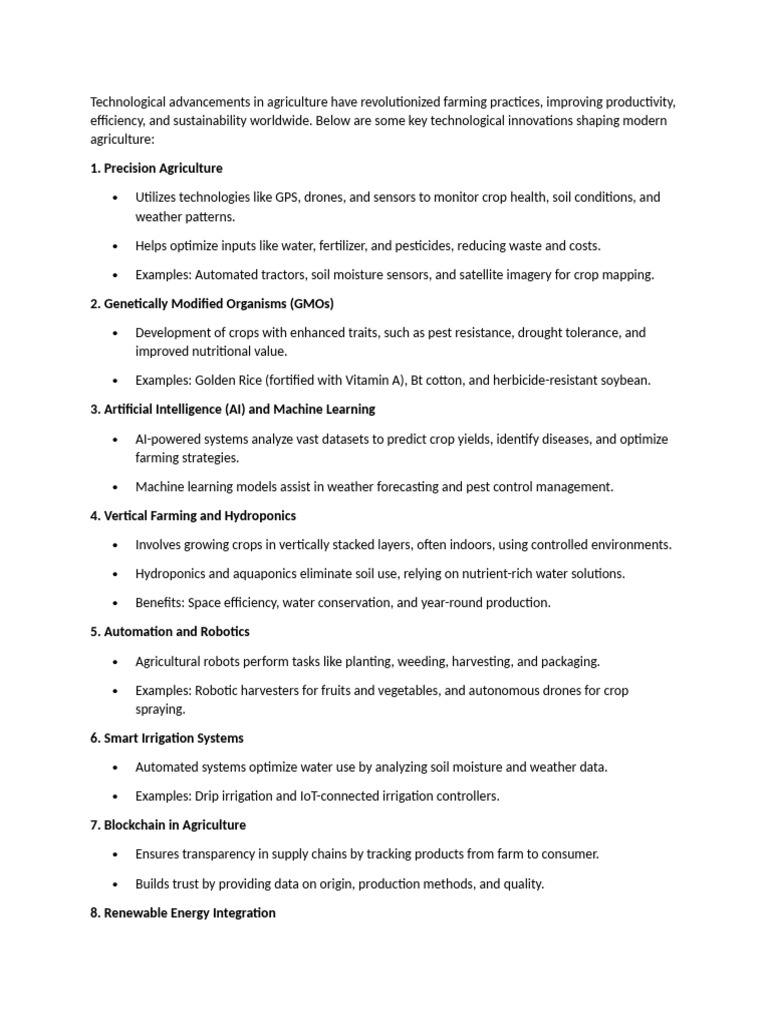 Technological advancements in agriculture have revolutionized farming ...