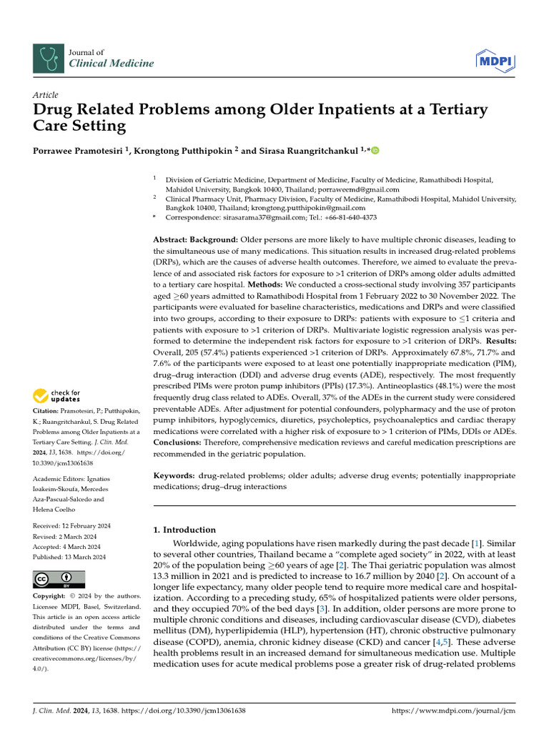 DRP among older | PDF | Geriatrics | Clinical Medicine