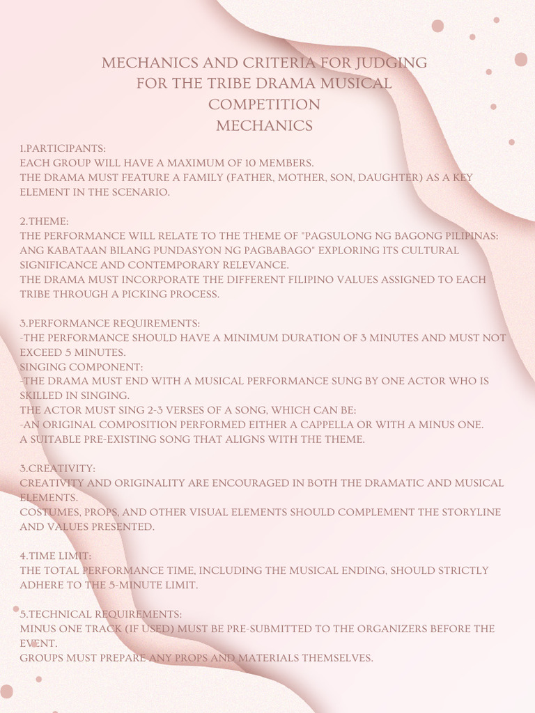 Tribe Drama Musical Competition Guidelines | PDF