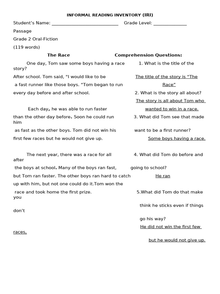 INFORMAL READING INVENTORY G5 (Instructional Material) | PDF | Cattle
