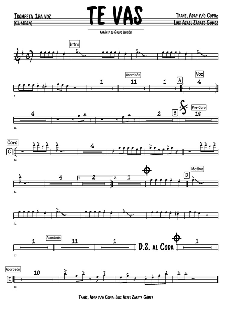 Acordes de "Te Vas" - Aarón y su Grupo Ilusión | PDF