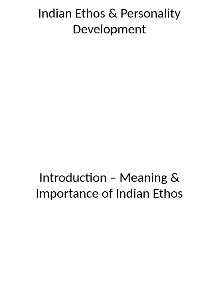 Indian Ethos in Personality Development | PDF