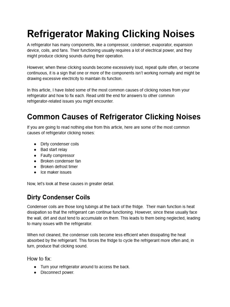 Refrigerator Making Clicking Noise - M. Umar Shahid | PDF | Refrigerator | Sound