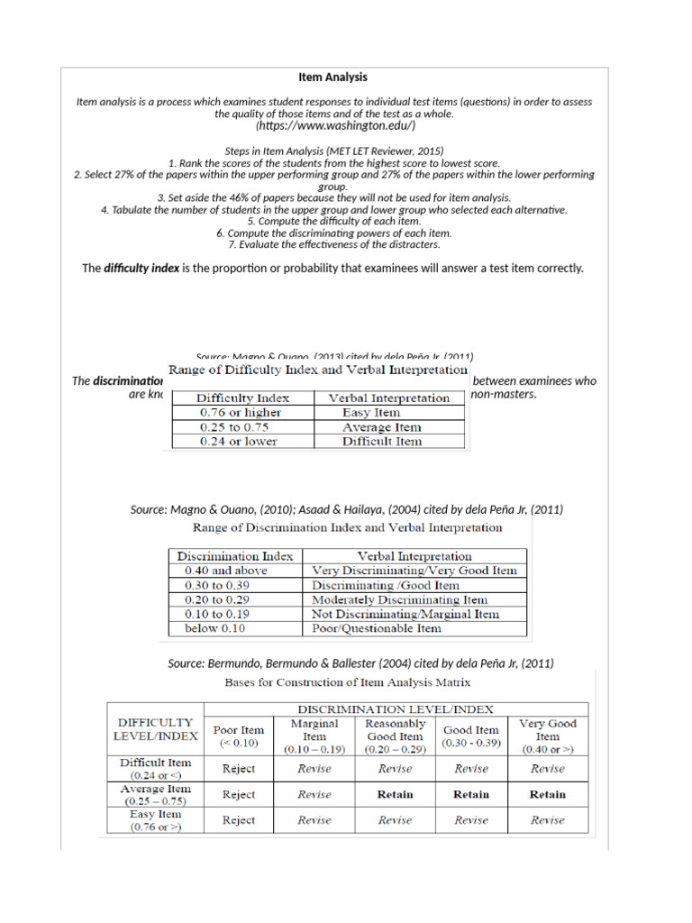 Item Analysis Process for Test Evaluation | PDF | Evaluation Methods ...