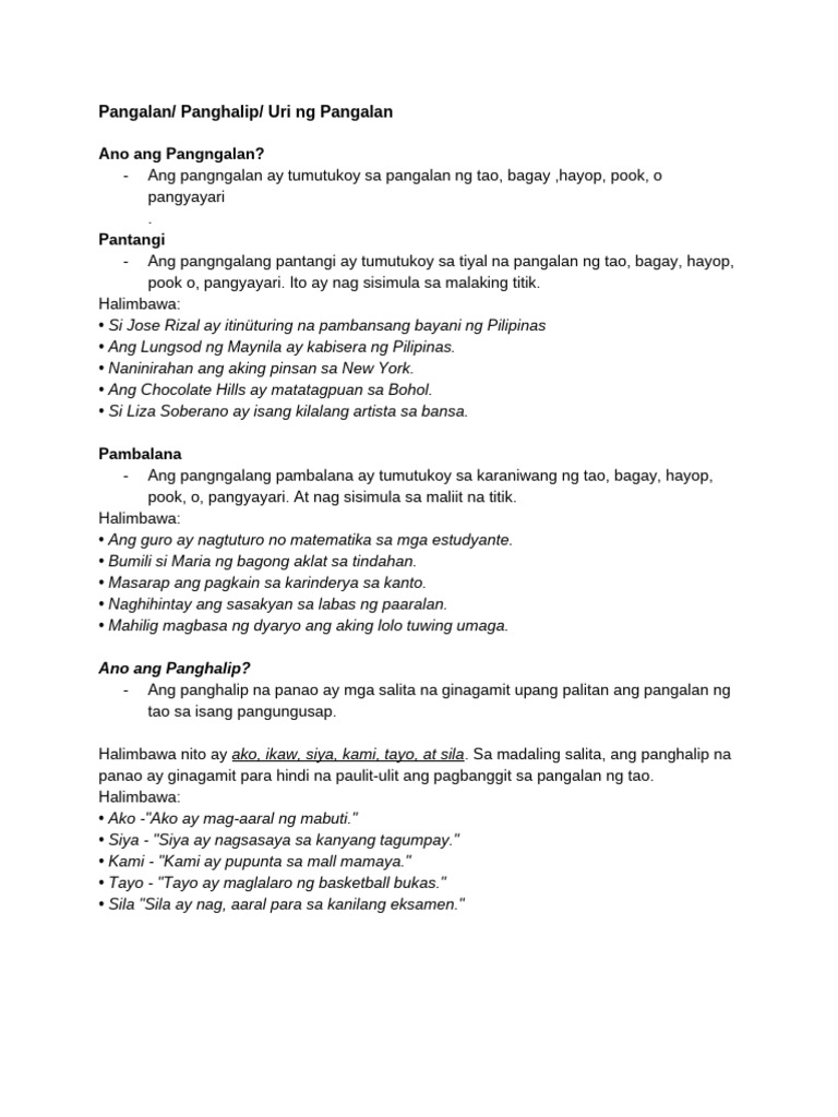 Filipino Notes For Q1 | PDF
