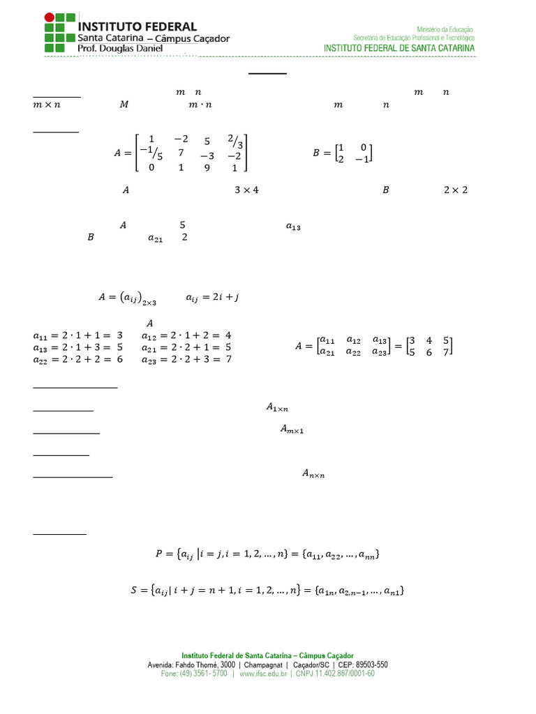 Teoria - Matrizes | PDF | Matriz (Matemática) | Teoria da Matrix