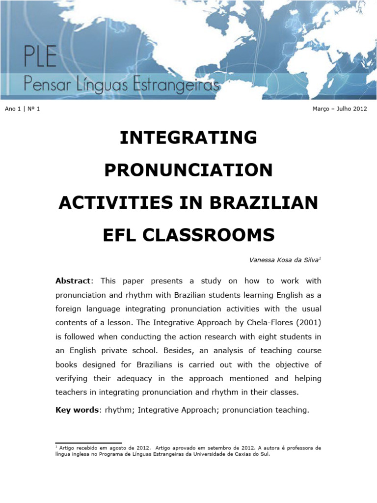 Silva Integrating Pron in Braz classes | PDF | English As A Second Or Foreign Language | Stress ...