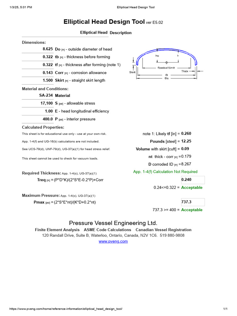 Elliptical Head Design Tool - Gas Filter MRS BSSI | PDF | Materials ...